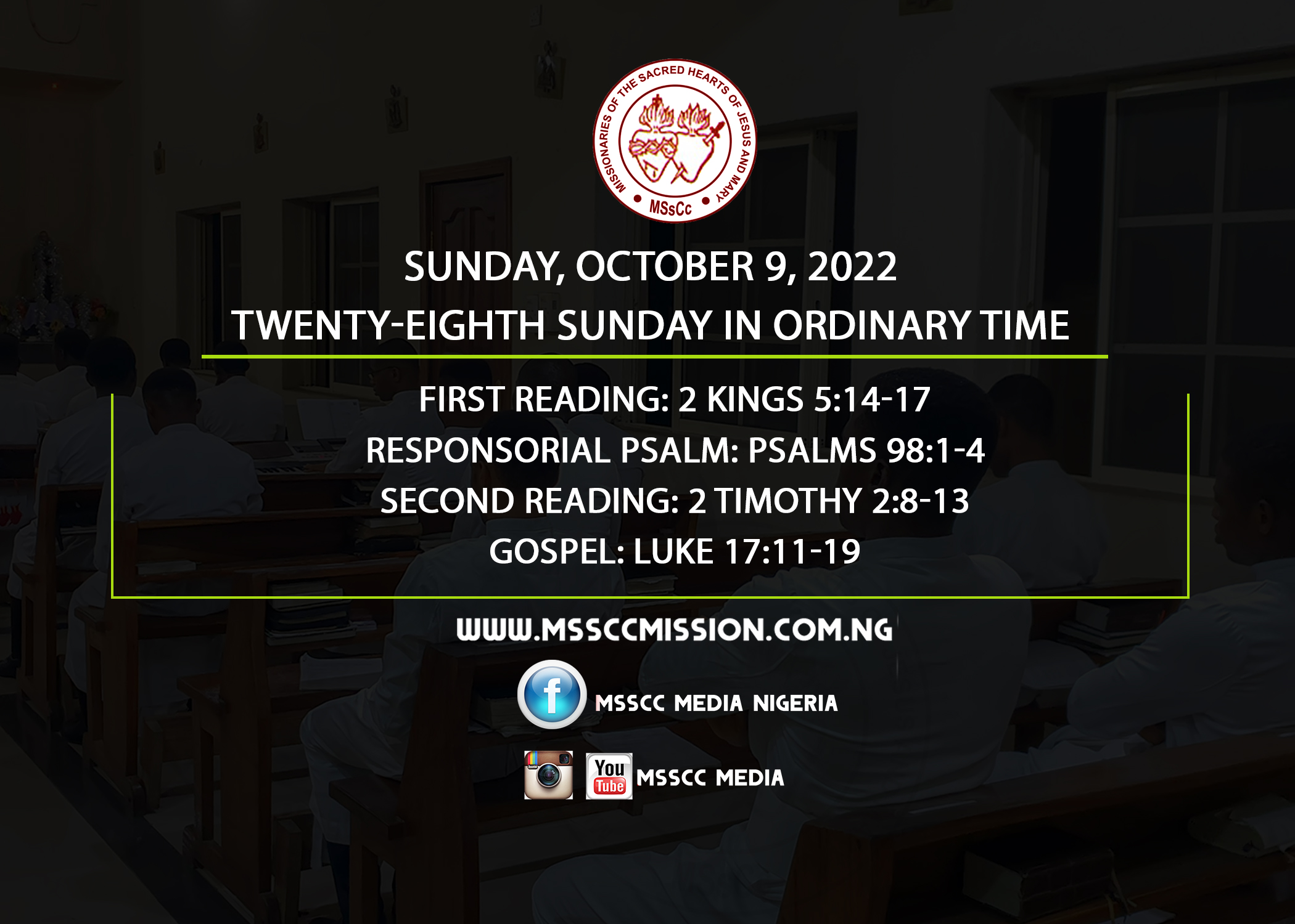Twenty-Eighth Sunday in Ordinary Time – Missionaries of the Sacred ...