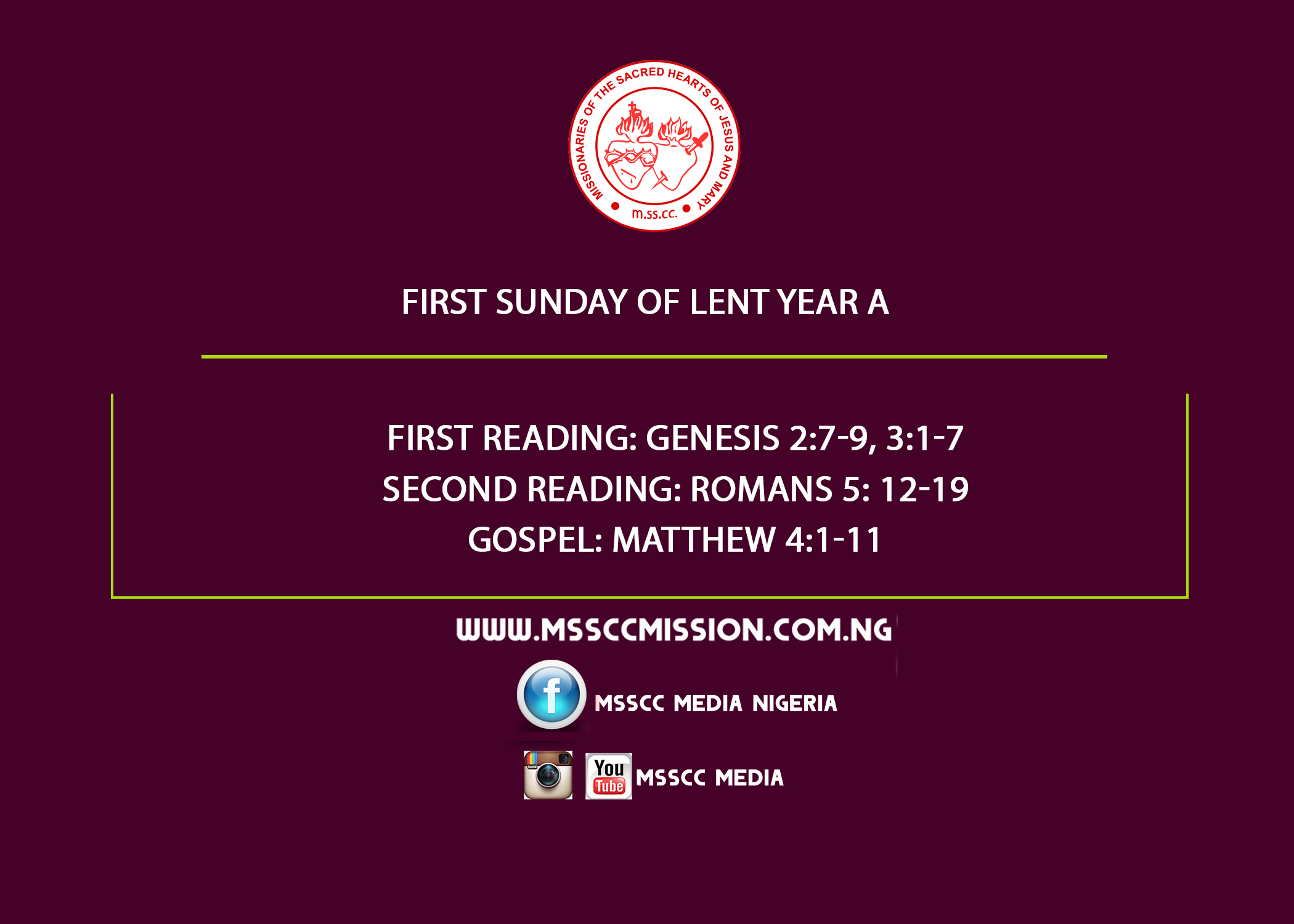 First Sunday of lent year A – Missionaries of the Sacred Hearts of ...